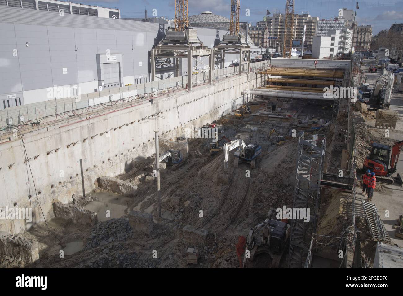 Paris, France. 25 Feb, 2023.Construction of the Triangle tower located ...