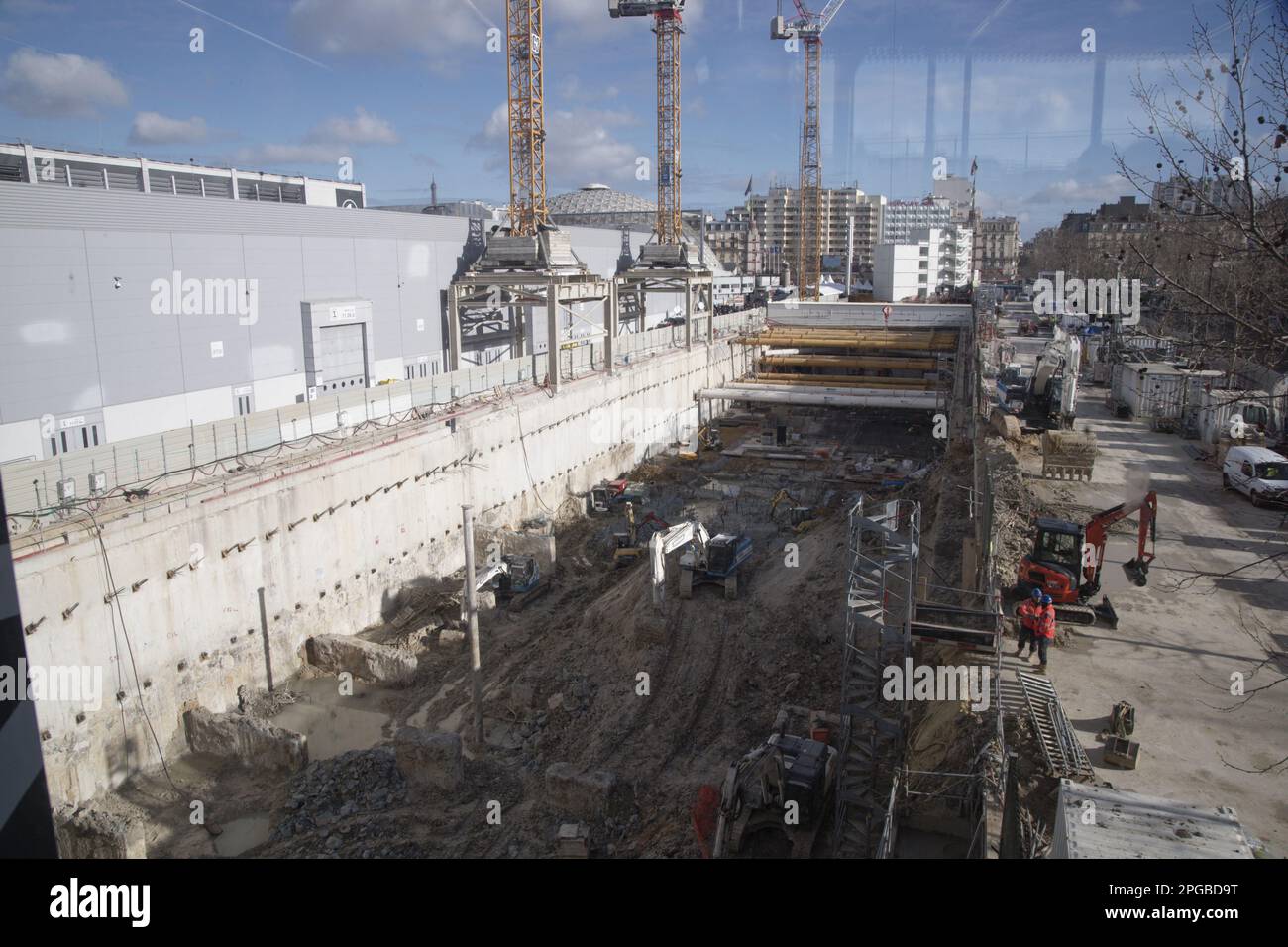 Paris, France. 25 Feb, 2023.Construction of the Triangle tower located ...