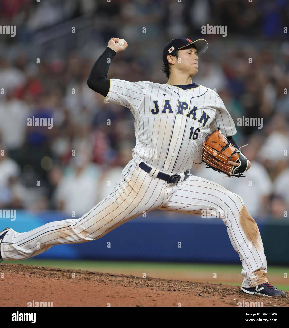 Japan's Shohei Ohtani throws a ball at the World Baseball Classic (WBC ...