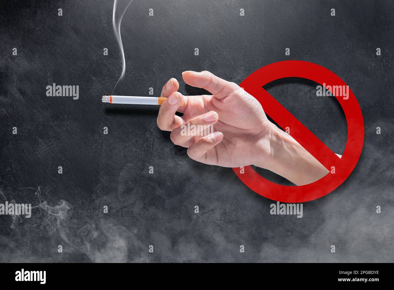 Closeup view of a man smoking a cigarette. World No Tobacco Day Concept ...