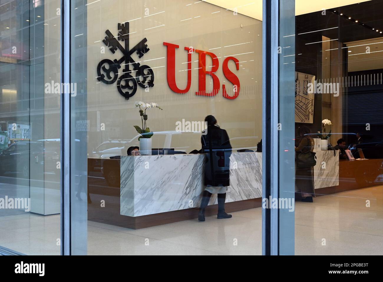 New York, USA. 21st Mar, 2023. Investment banking company UBS ...