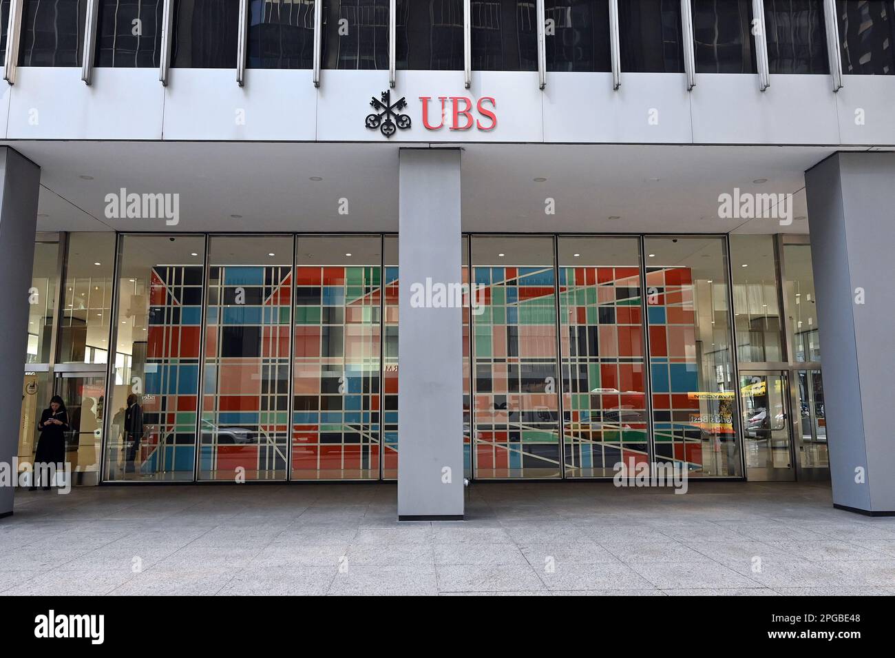 New York, USA. 21st Mar, 2023. Investment banking company UBS ...