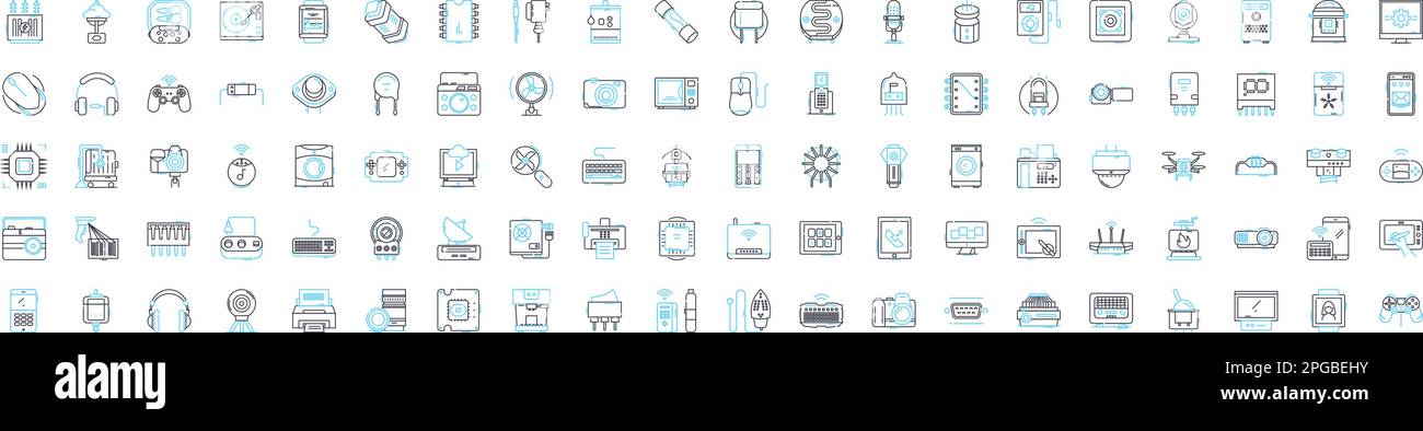 Digital Automation Vector Line Icons Set Digital Automation Robotics Ai Machine Learning