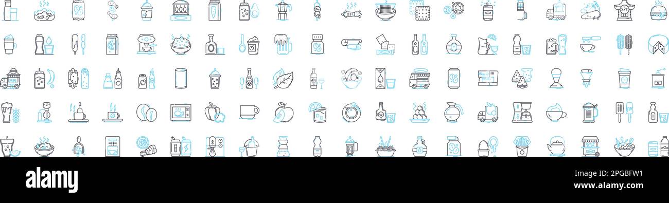 Food and beverage vector line icons set. Cuisine, Drink, Food, Beverage, Meal, Delicacy, Snack ...
