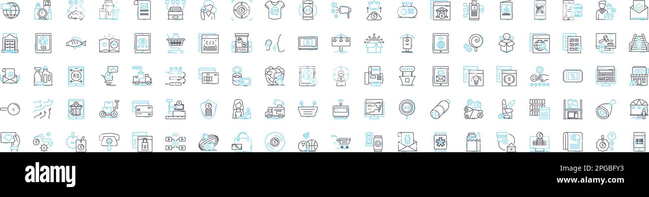 Sales Management Vector Line Icons Set Sales Management Process Crm