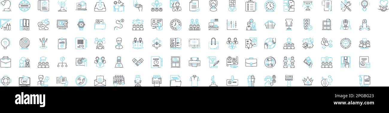 Office work vector line icons set. Office, Work, Documents ...