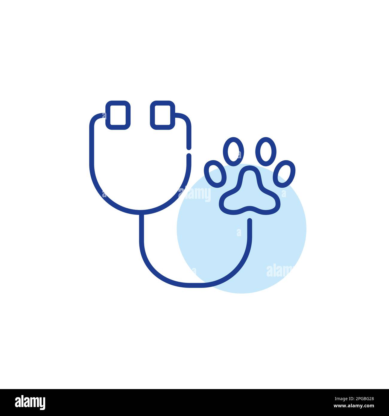 Veterinary hospital service. Stethoscope and paw symbol. Pixel perfect ...