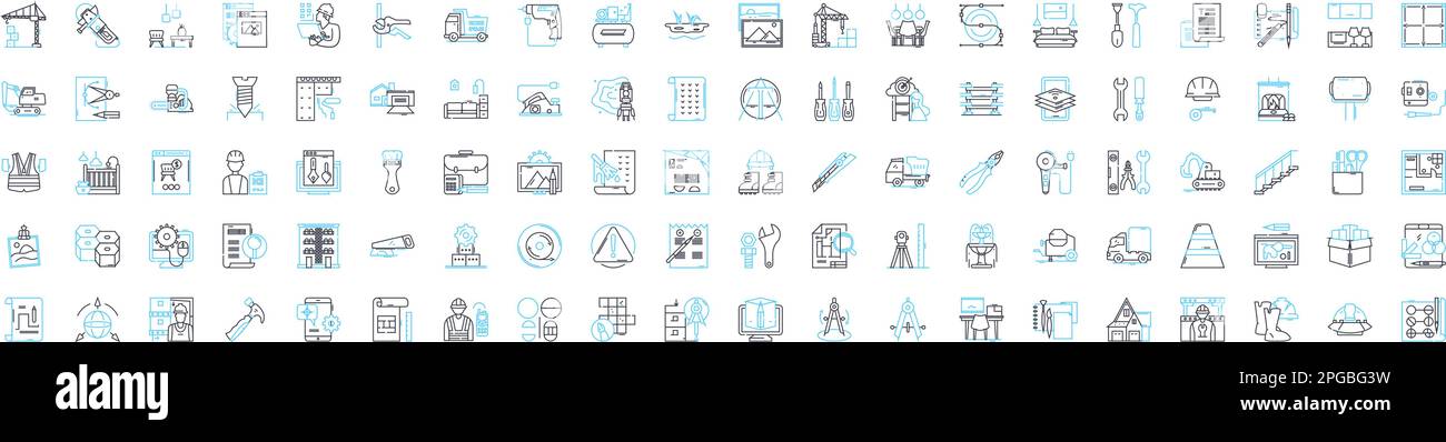 Build materials vector line icons set. Bricks, Cement, Sand, Gravel ...