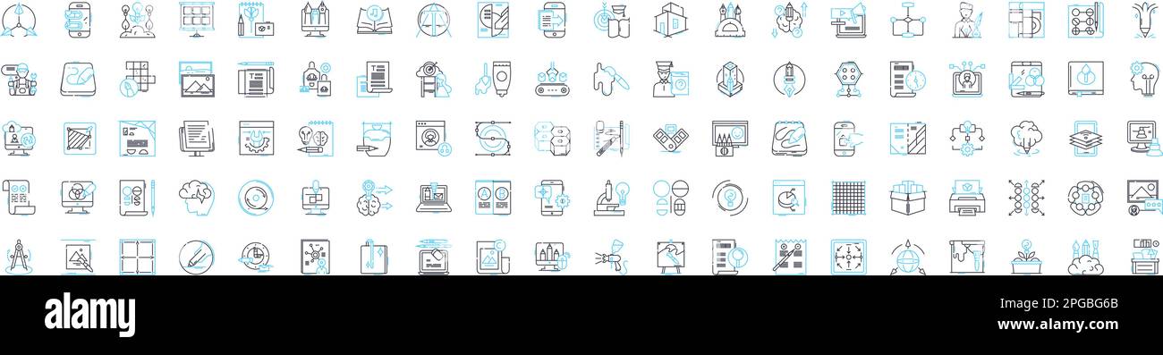 Visual arts vector line icons set. Drawing, Painting, Sculpture, Mosaic ...