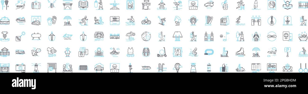 Outdoor activities vector line icons set. Hiking, Camping, Kayaking ...