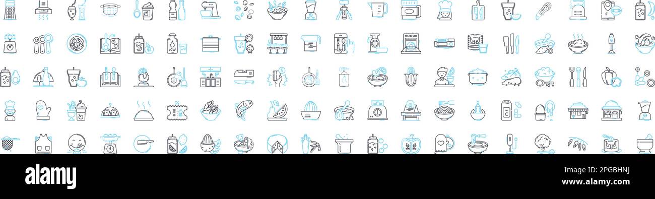 Food cooking vector line icons set. Baking, Roasting, Grilling, Boiling ...