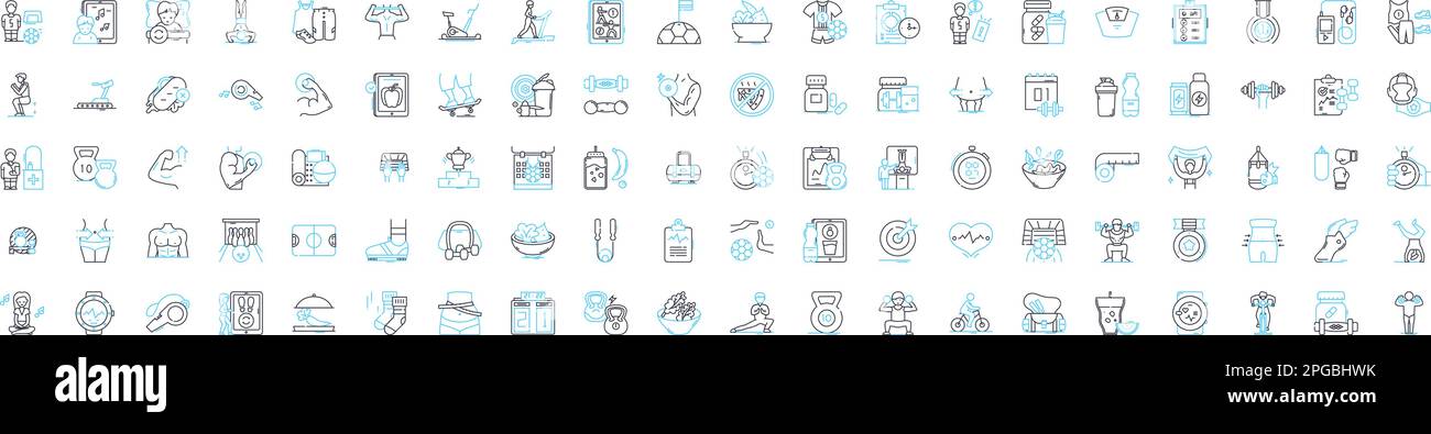 Football and fitness vector line icons set. Football, Fitness, Training ...
