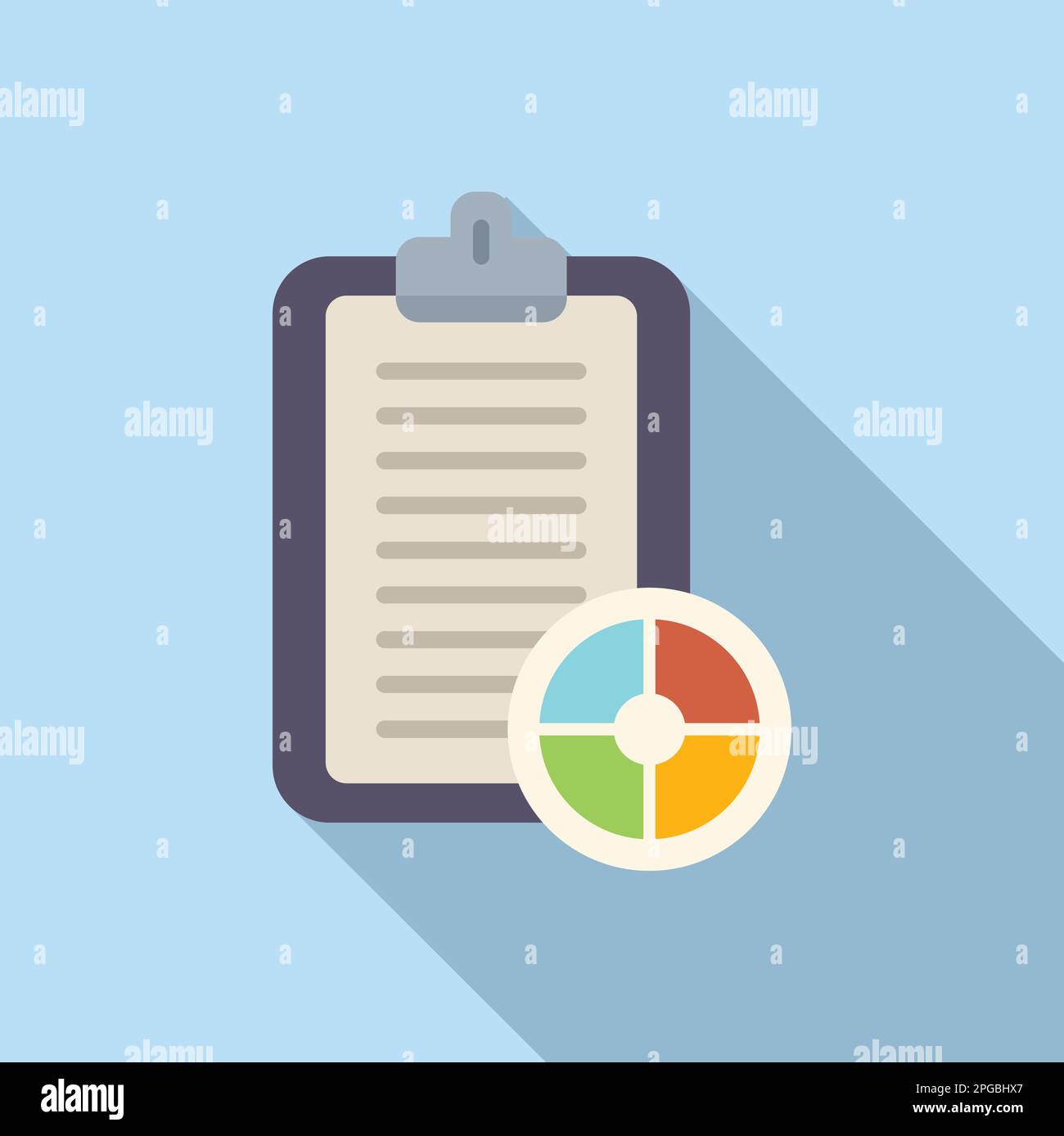Pie chart report icon flat vector. Document data. Finance file Stock ...