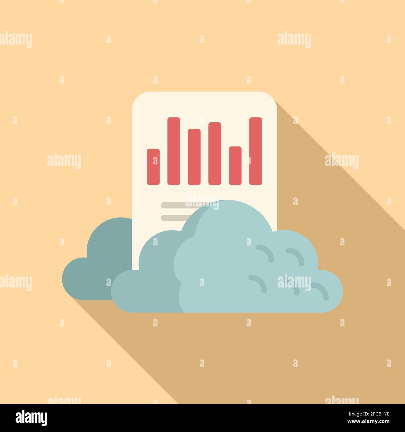 Cloud business report icon flat vector. Document data. Chart finance ...