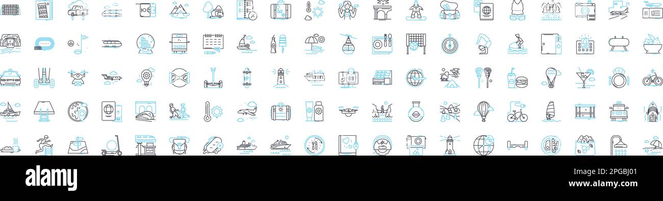 Recreation trip vector line icons set. Recreation, Trip, Holiday, Tour ...