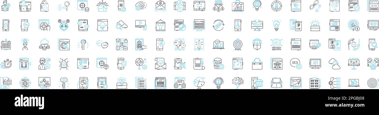 Advertising Management Vector Line Icons Set Advertising Management Planning Strategizing