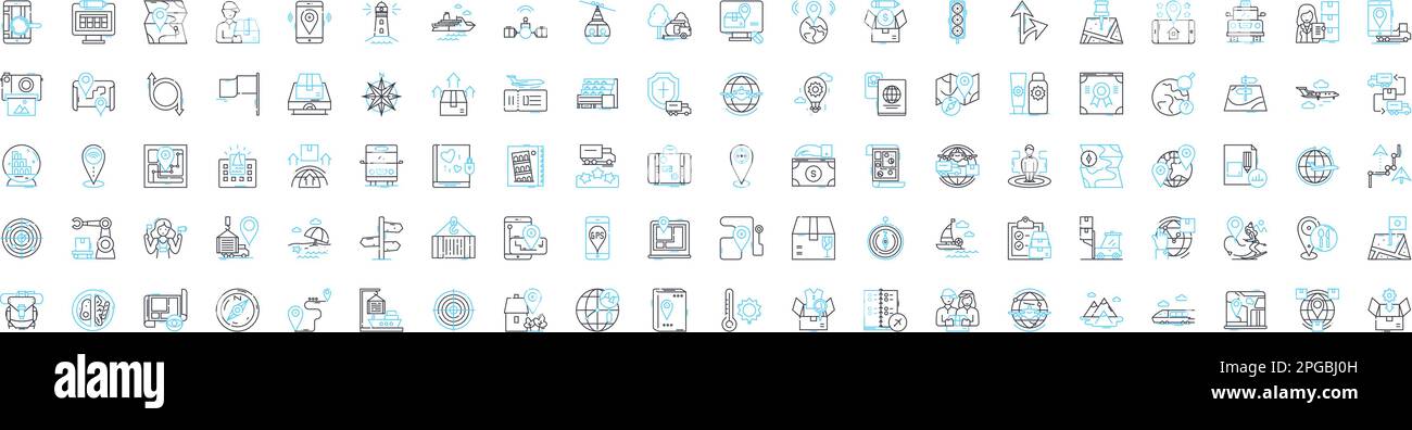 Global transportation vector line icons set. Logistics, Fleet, Shipping ...