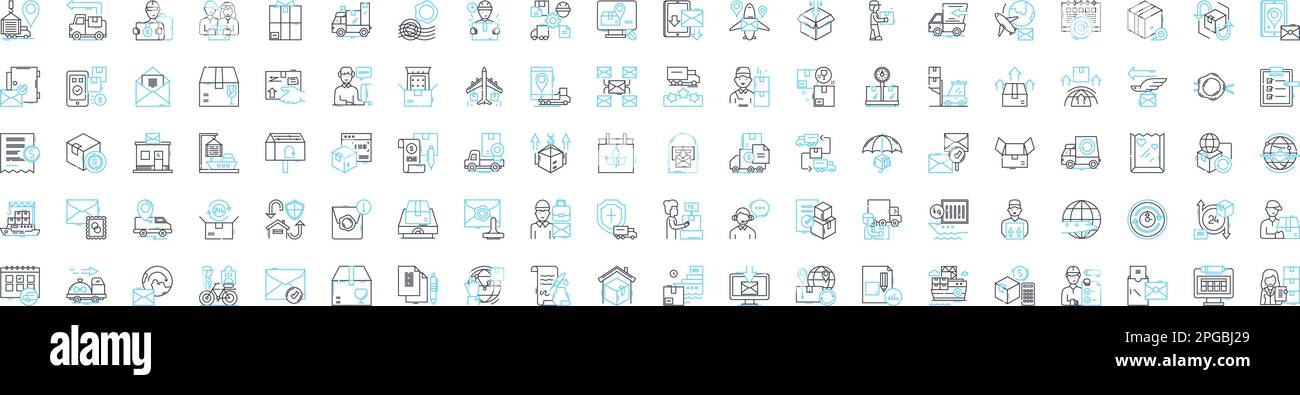 Postal vector line icons set. Postal, Mail, Carrier, Delivery, Stamp ...