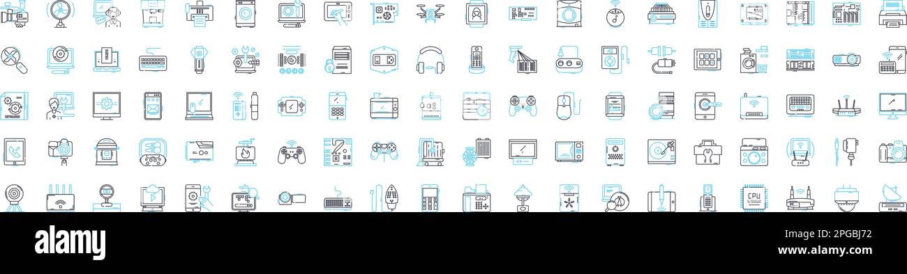 Hardware equipment vector line icons set. Mechanical, Electrical ...