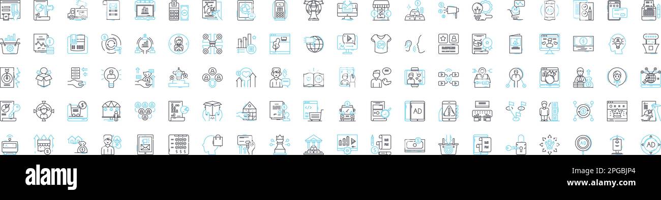 Advertising vector line icons set. Marketing, Promotion, Branding ...