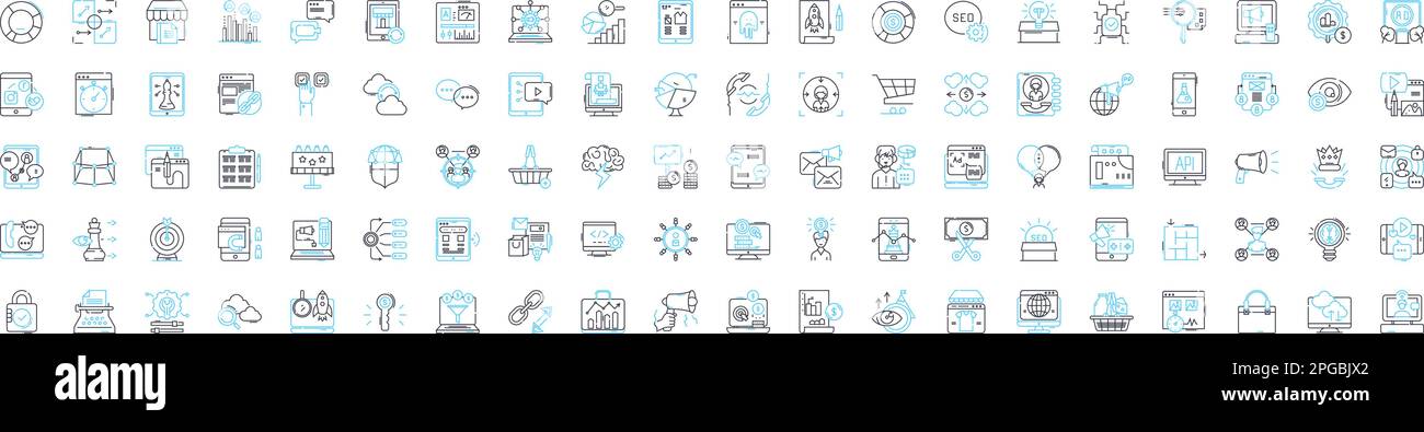 Digital collaboration vector line icons set. Digital, collaboration ...