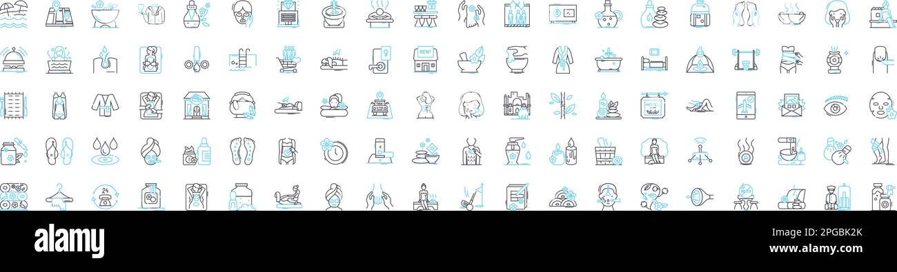 Spa services vector line icons set. Massage, Facial, Pedicure, Manicure ...