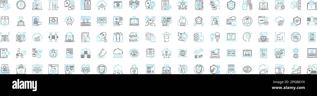 Security Information Vector Line Icons Set Security Information Protection System Data