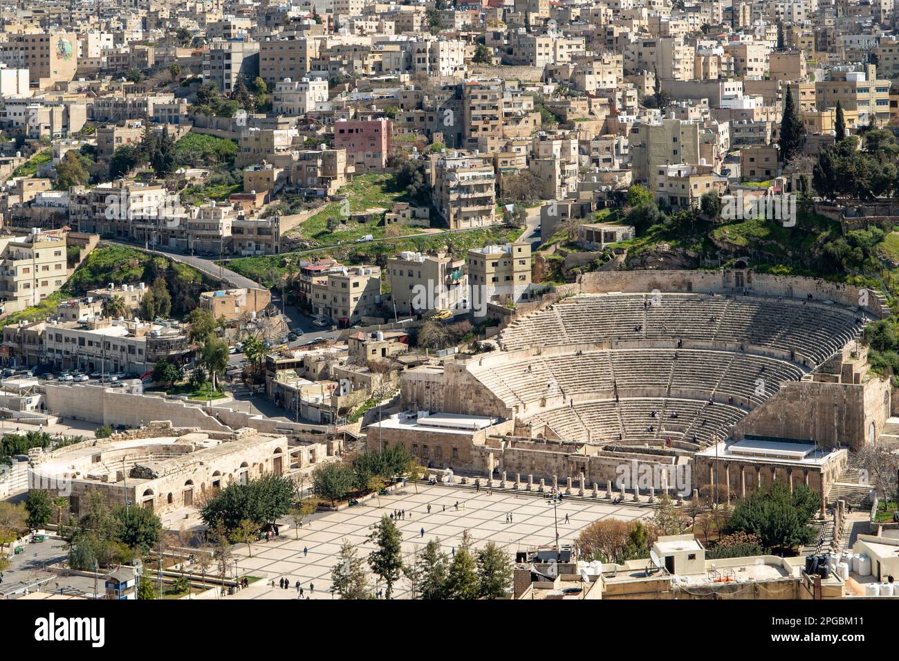 View of the Amphitheatre from the Citadel, Amman, Jordan Stock Photo ...