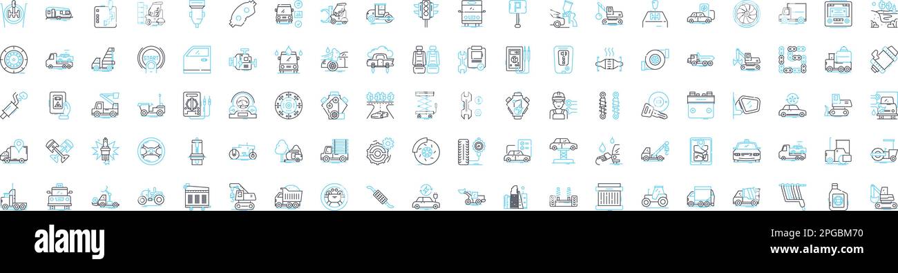 Auto parts vector line icons set. Car, Auto, Parts, Tires, Battery ...