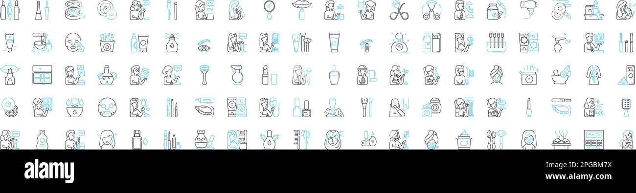 Beauty care vector line icons set. Skincare, cosmetics, hygiene, make ...
