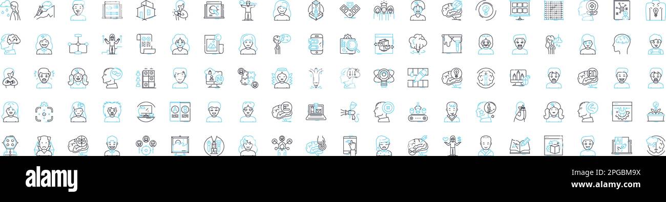 Positive psychology vector line icons set. Hope, Optimism, Happiness ...
