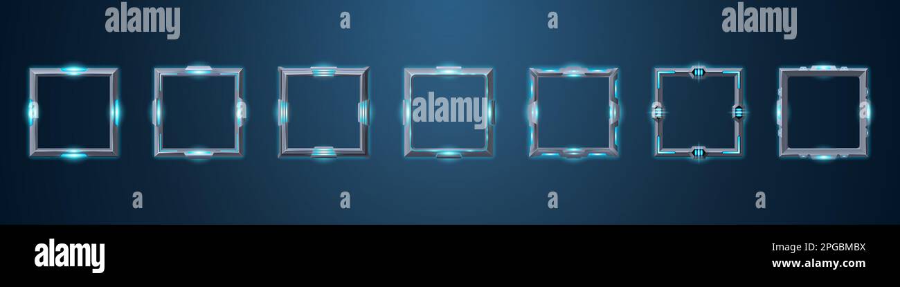 Hud frames for digital game ui interface. Avatar boxes template with ...