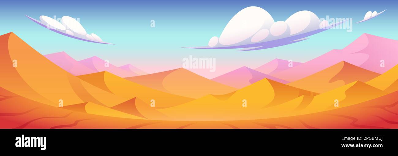 Sahara desert dune vector landscape background. Cartoon egyptian sky ...