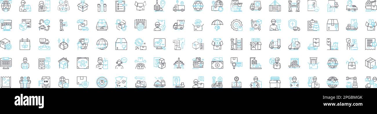 Freight logistics vector line icons set. freight, logistics, shipping ...