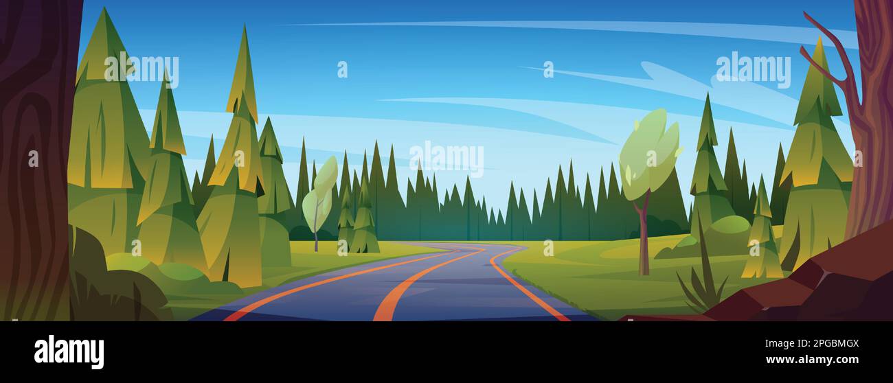 Winding forest path in spring Stock Vector Images - Alamy