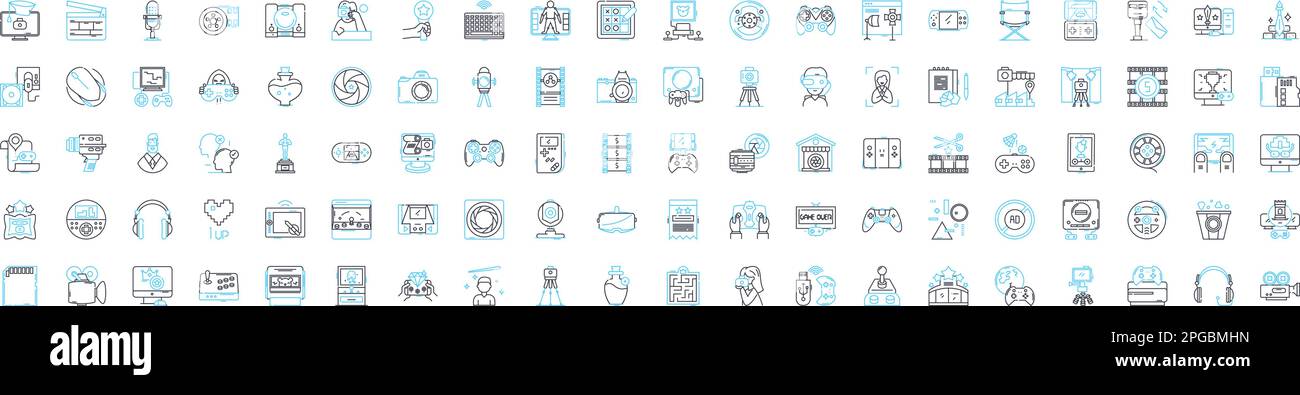 Media Production Vector Line Icons Set Filming Animation Editing