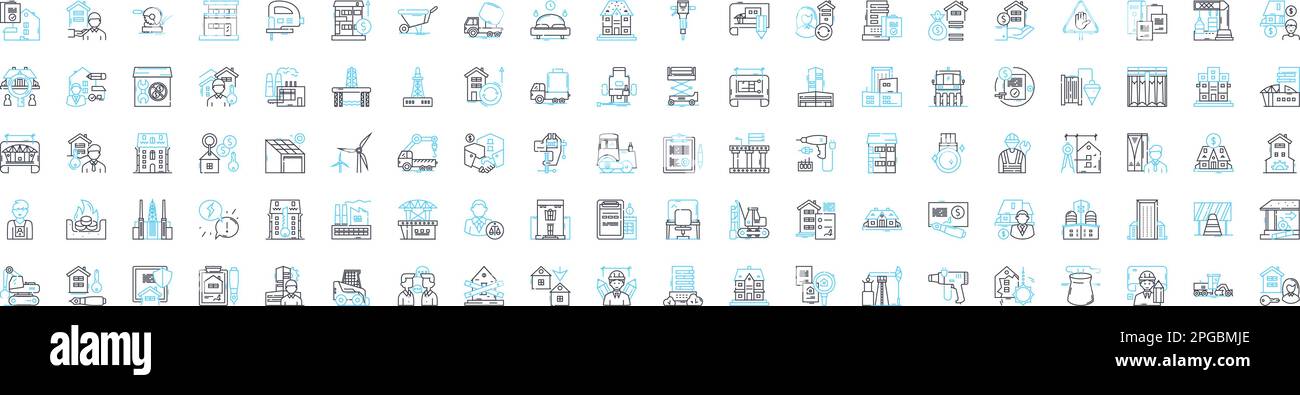 City construction vector line icons set. Urbanization, architecture ...