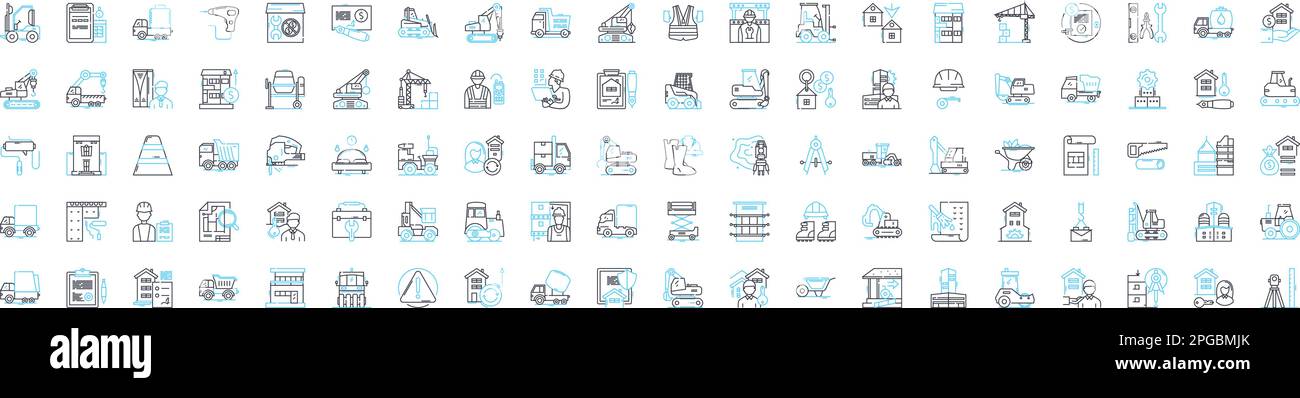 House Builders Vector Line Icons Set Developers Constructors