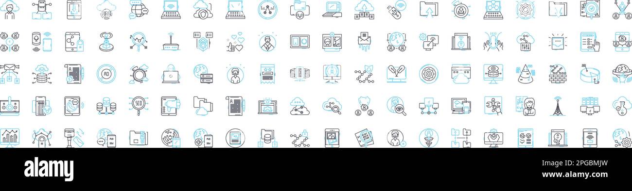 Network information vector line icons set. Network, Information, Protocols, Ethernet, Wi-Fi, LAN ...