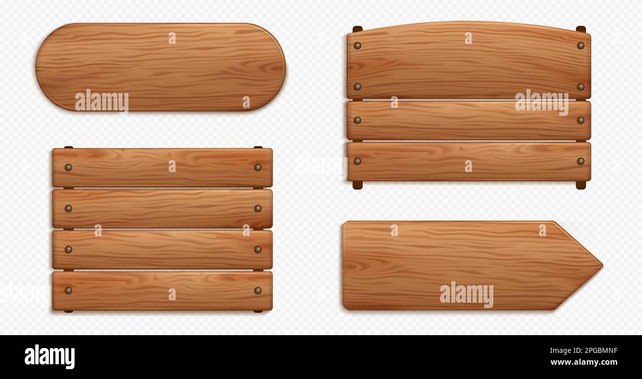 Wooden signboards, banners and arrow sign board from wood planks. Old ...
