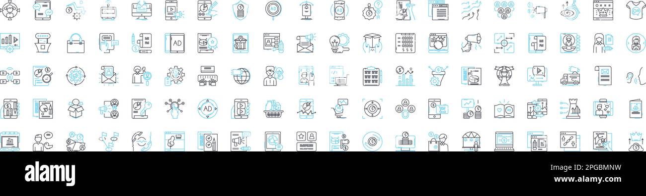 Advertising agency vector line icons set. Agency, Advertising ...