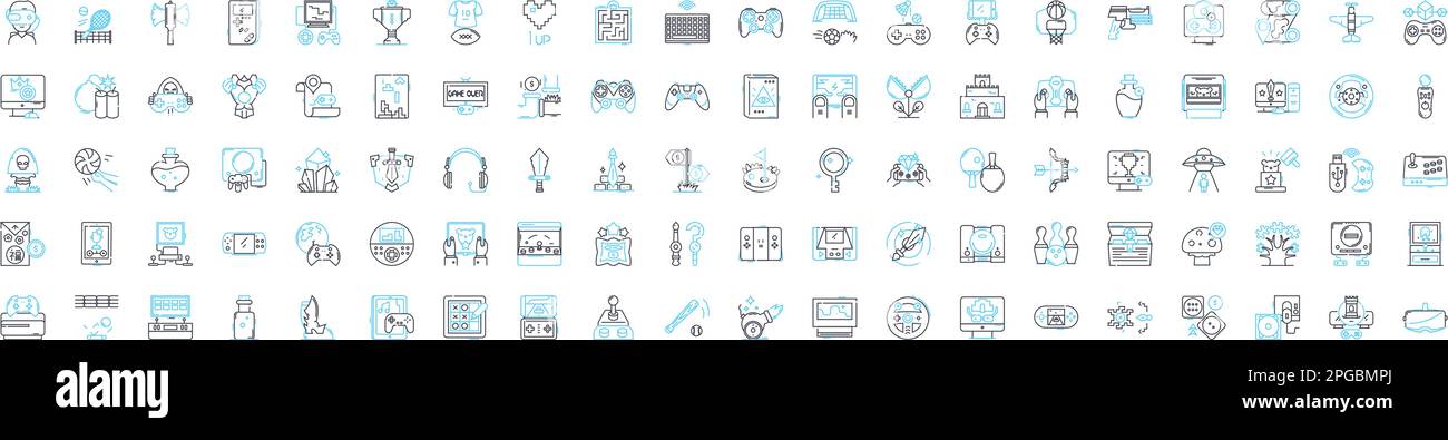 Game entertainment vector line icons set. Gaming, Entertainment, Computer, Video, Console ...
