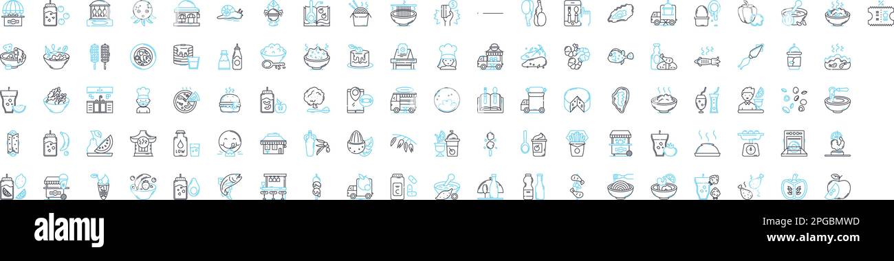 Food industry vector line icons set. Food, industry, production ...