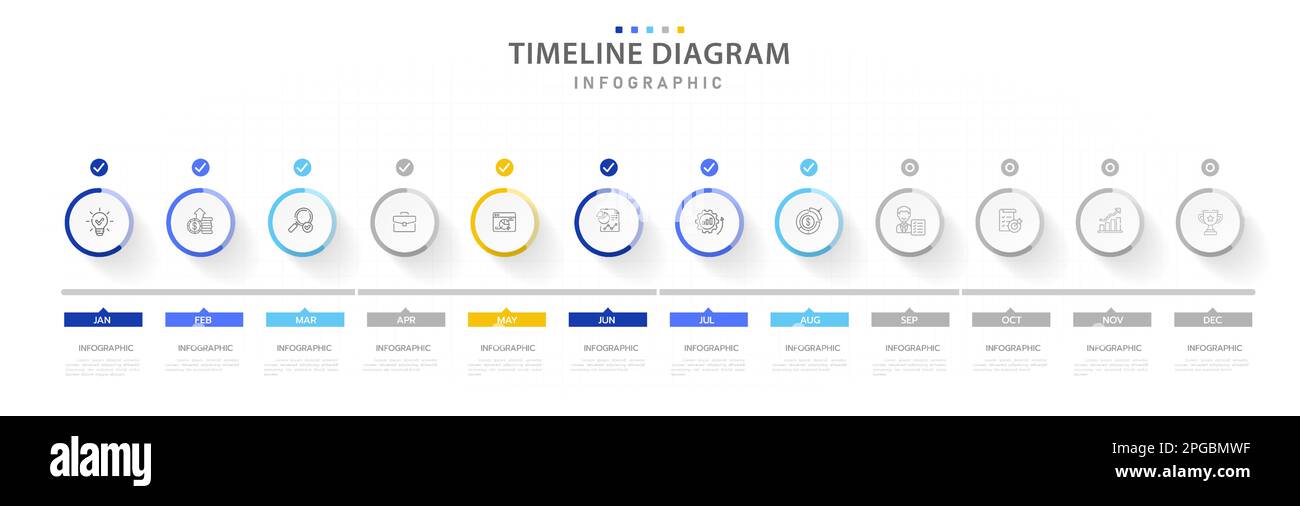 Infographic template for business. 12 Months modern Timeline diagram ...