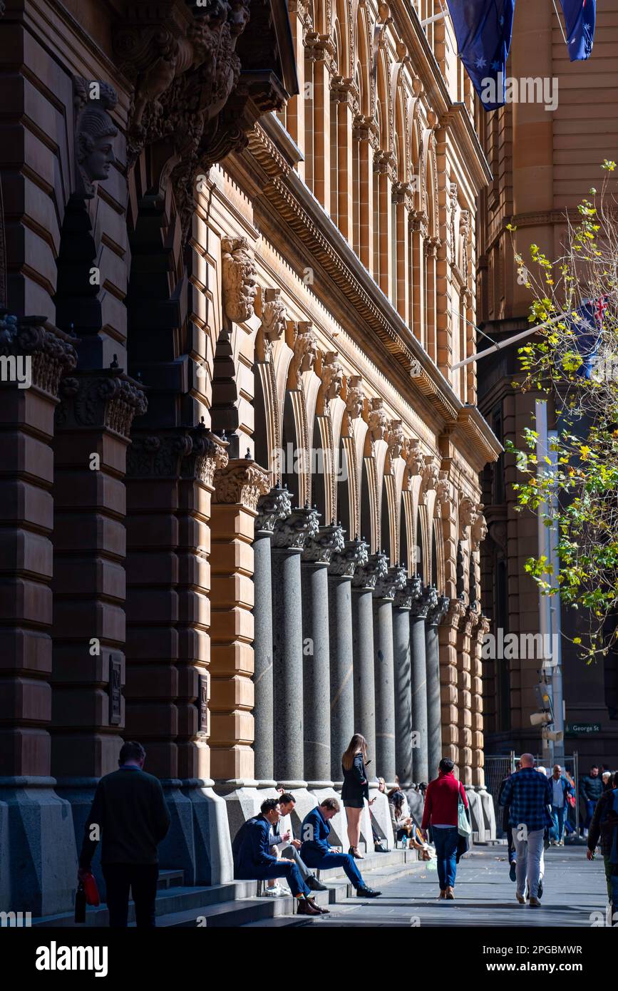 A lunchtime high-contrast image of the Martin Place facing, northern ...