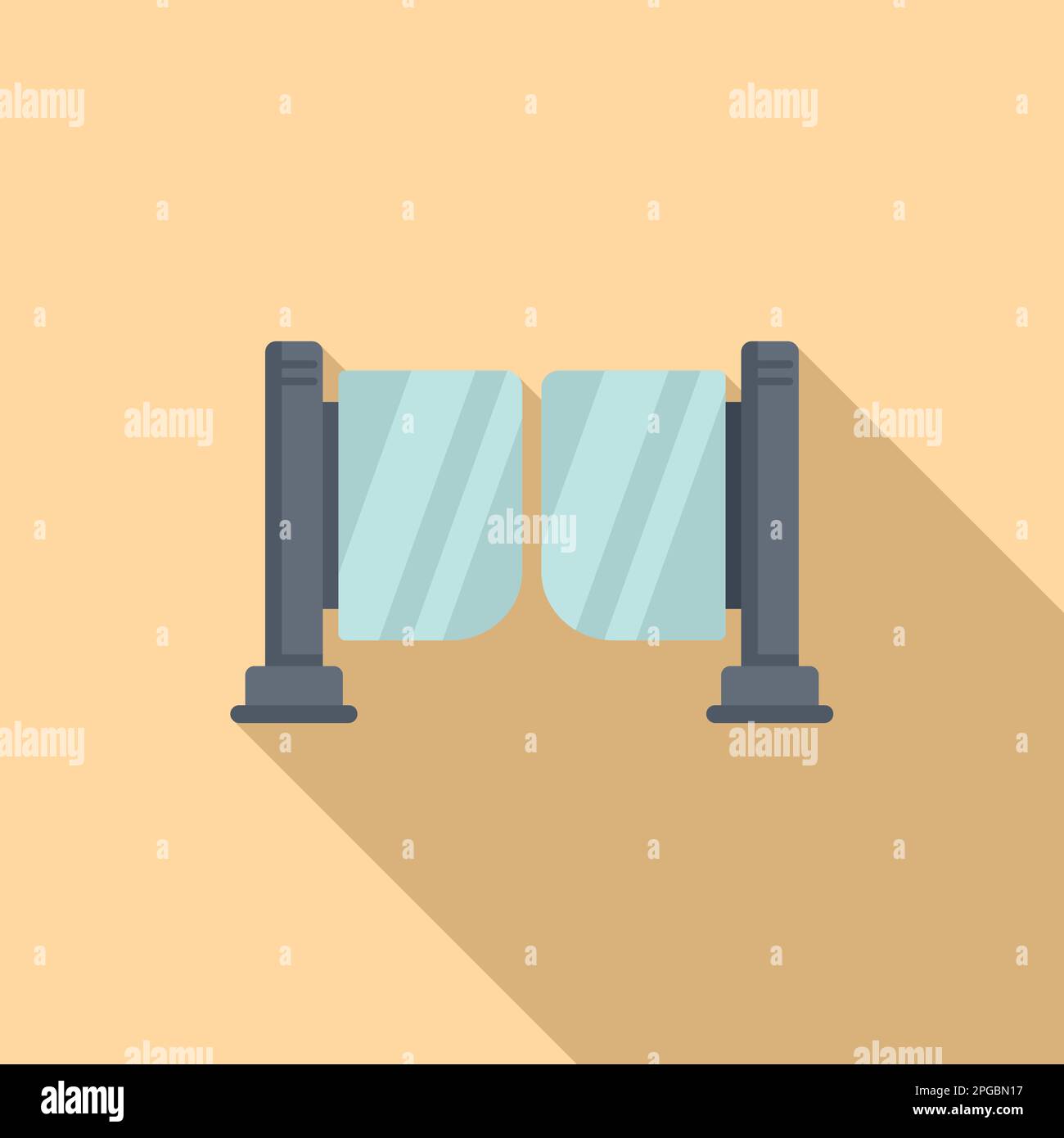 Glass automatic gate icon flat vector. House door. Security garage ...