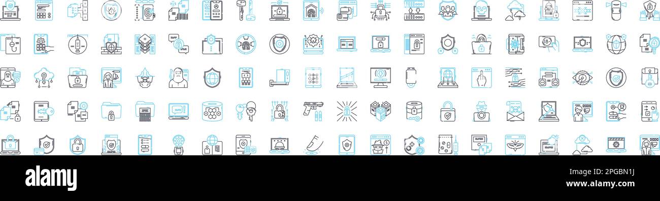 Security vector line icons set. Protection, Safeguard, Armor, Shield ...