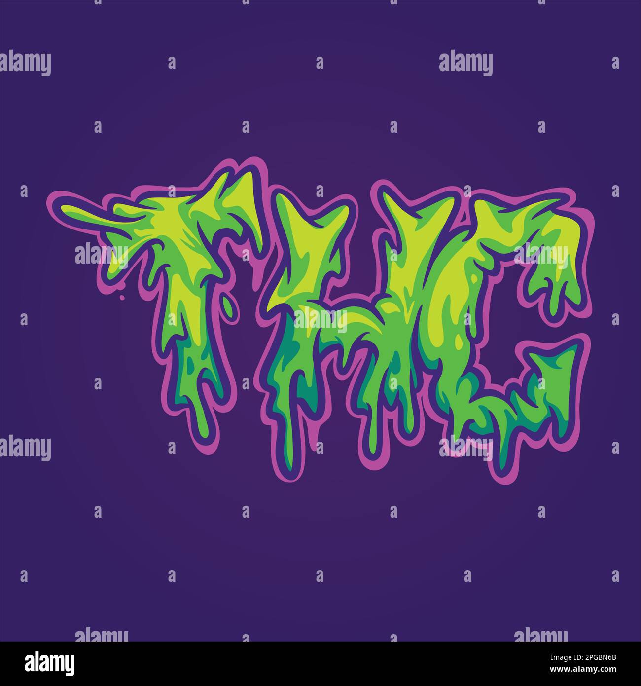 Scary marijuana thc word melted hand lettering text illustrations ...