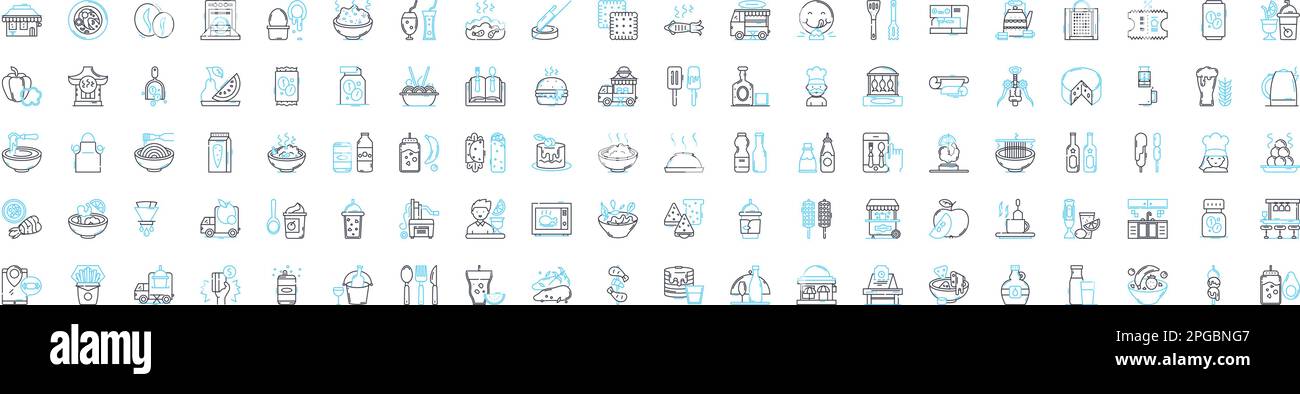 Cafe menu vector line icons set. Coffees, Desserts, Sandwiches, Drinks ...