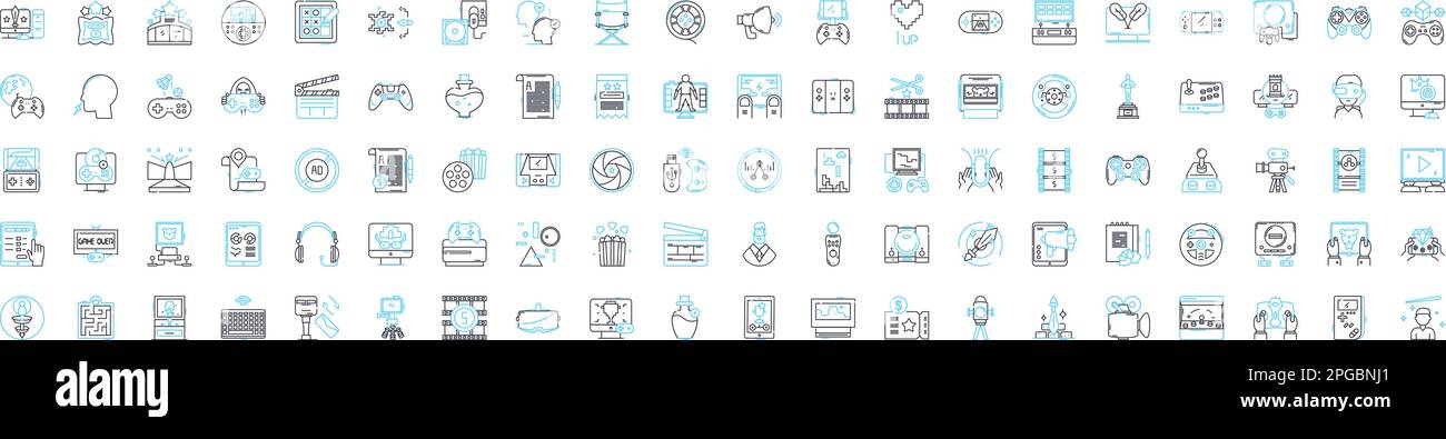 Podcasting vector line icons set. Streaming, Recording, Producing ...